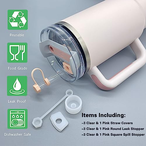 12pcs Silicone Spill Proof Stopper Set, Compatible with Stanley Quencher H2.0 Flowstate Tumbler 40oz 30oz, Stanley Cup Accessories, with Fix Leak Stopper, Lid Spill Plug and Straw Cover Cap