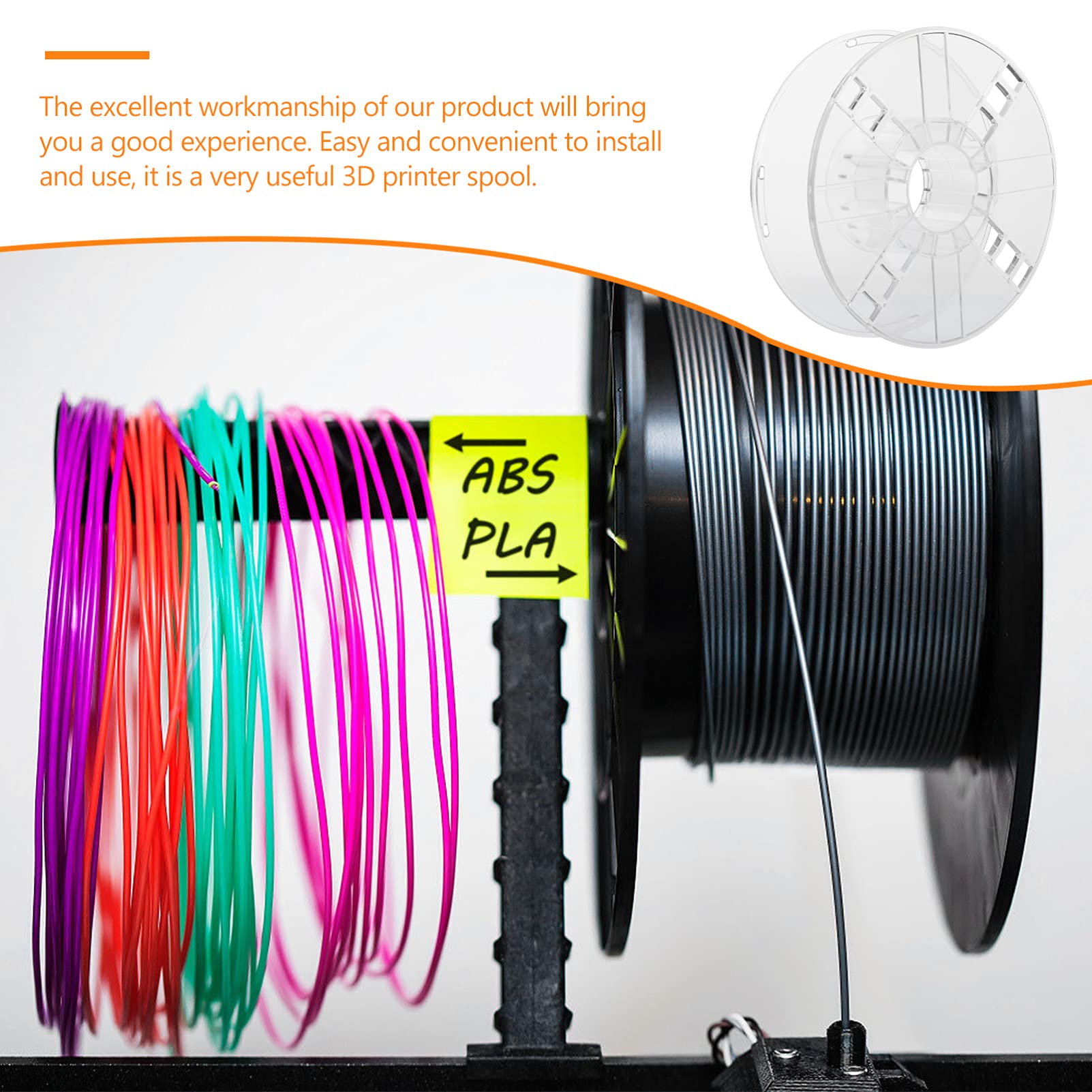 DOITOOL 3D Printer Filament Reusable Spool 3D Printer Accessories Hollow Bobbin 1kg Spool Filament Reel Parts, 7.87 x 7.87 x 2.56 inch