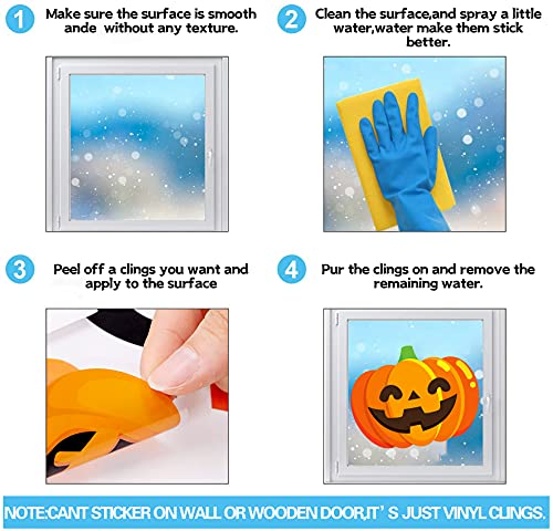 Halloween Window Clings, Cute Halloween Window Stickers, Kids Halloween Window Decals Decorations for Home Office Indoor Ourdoor Decor