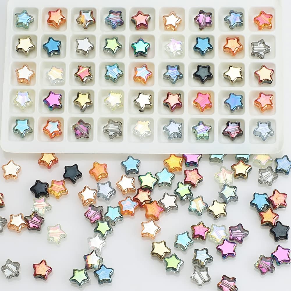 200Pcs Star Beads Star Spacer Beads Star Shape Beads Star Pony Beads Beads Star for Jewelry Bracelet Necklace Making, 8mm