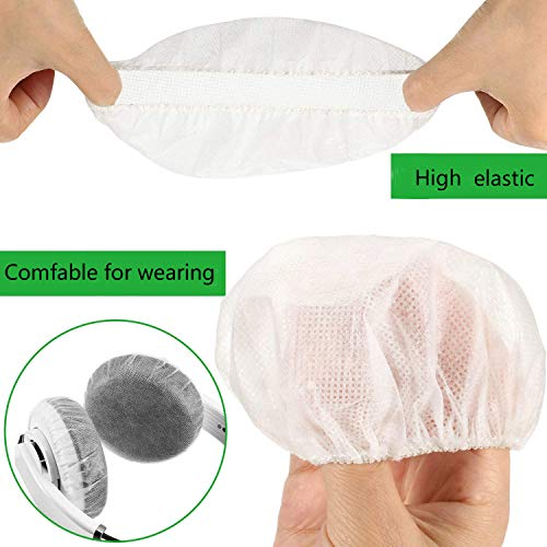 JYHF Disposable Sanitary Headphone Covers, Earpad Cover Ups for Headset Protector, Non-Woven Hygienic Sweat-Proof Stretchable White Ear Cover (200Pcs,4.3”)