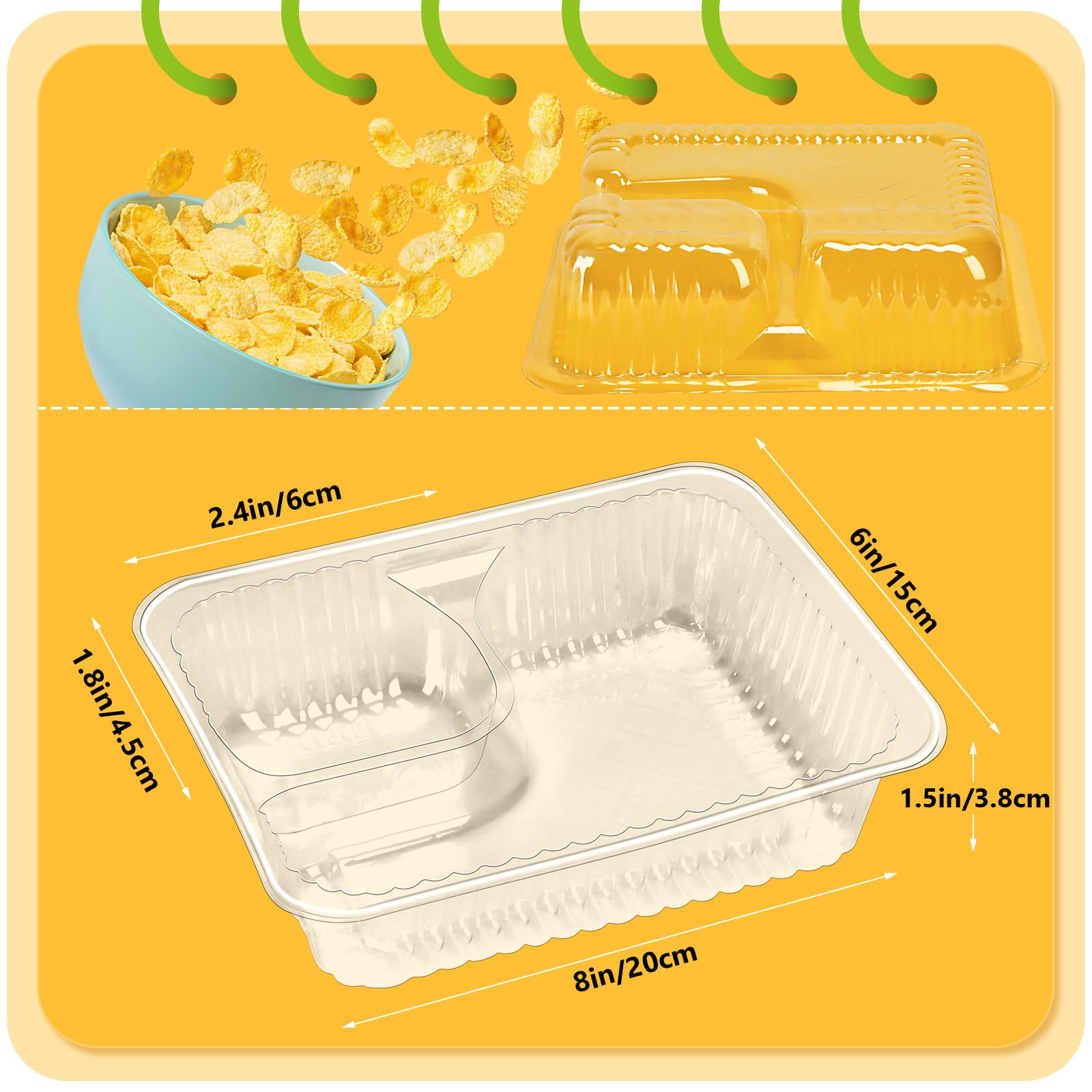 100 Pcs Nacho Trays 22oz, 6"x8" Nacho Tray Disposable Clear Nacho Trays 2 Compartments for Snack Taco Chip