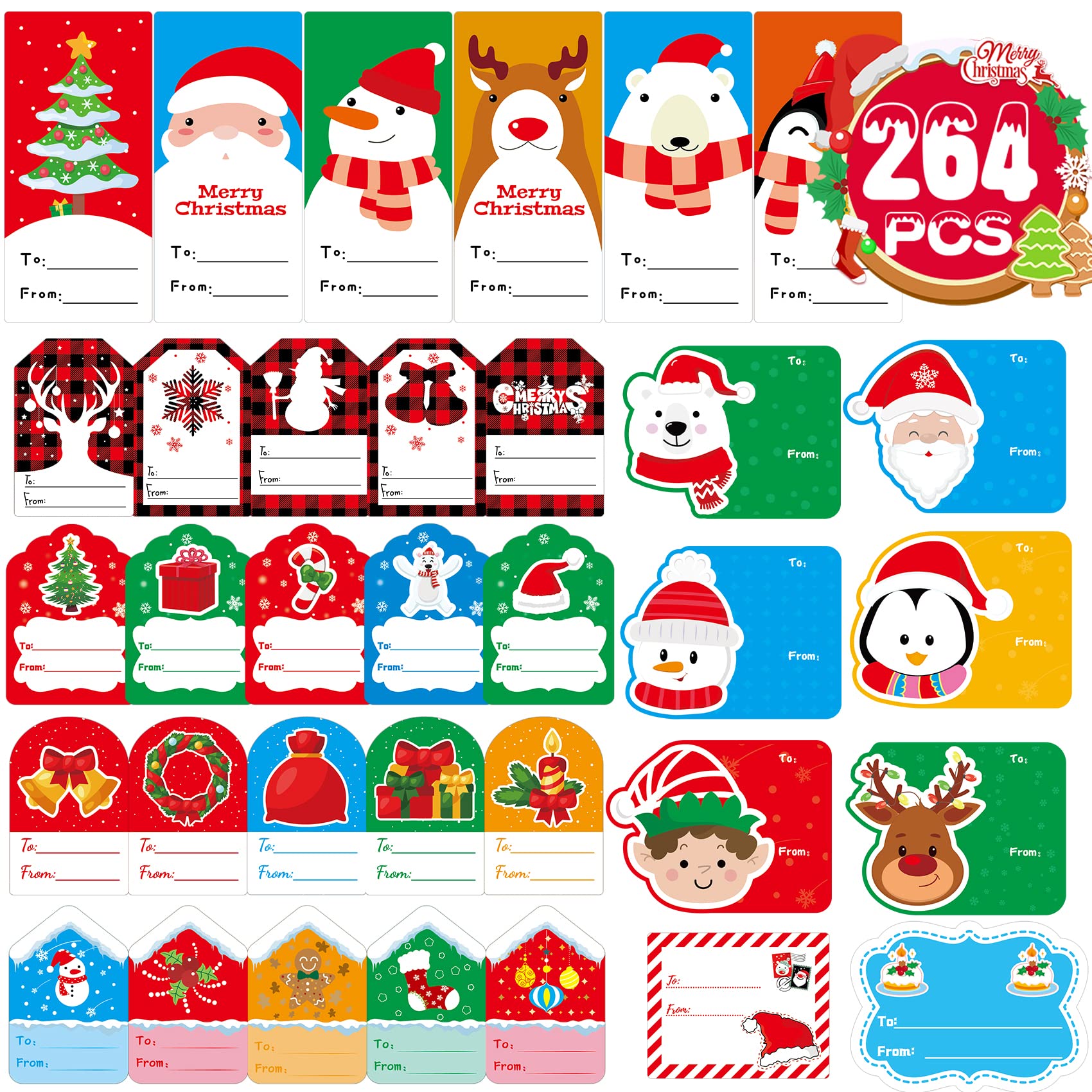 Joy Bang Gift Tag Stickers Christmas Labels Self Adhesive Christmas Gift Label Stickers Christmas Name Tags Stickers Christmas to and from Labels Stickers for Holiday Xmas Gift Wrapping Labels