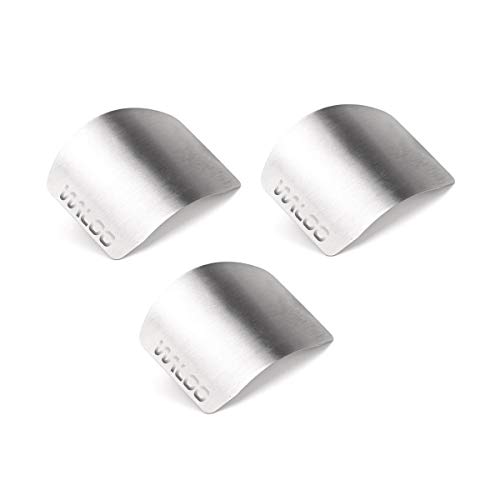 WALOO Stainless Steel Finger Guard for Cutting | Knife Cutting Protector & Kitchen Tool Guards | Kitchen Safe Chop Cut Tool Avoid Hurting During Slicing & Chopping (3 Pack, Silver)