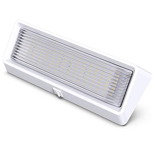 Leisure LED 2 Pack RV Exterior Porch Utility Light with Switch XL 12v 650 Lumen Lighting Fixture. Replacement Lighting for RVs, Trailers, Campers, 5th Wheels White Base Clear Lens (White, 2-Pack)