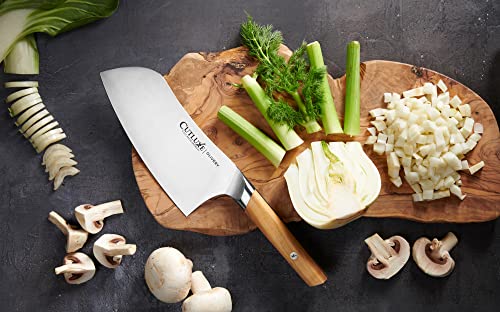 CUTLUXE Cleaver Knife - 7" Vegetable and Meat Butcher Knife - Olive Wood Handle – Full Tang – Olivery Series