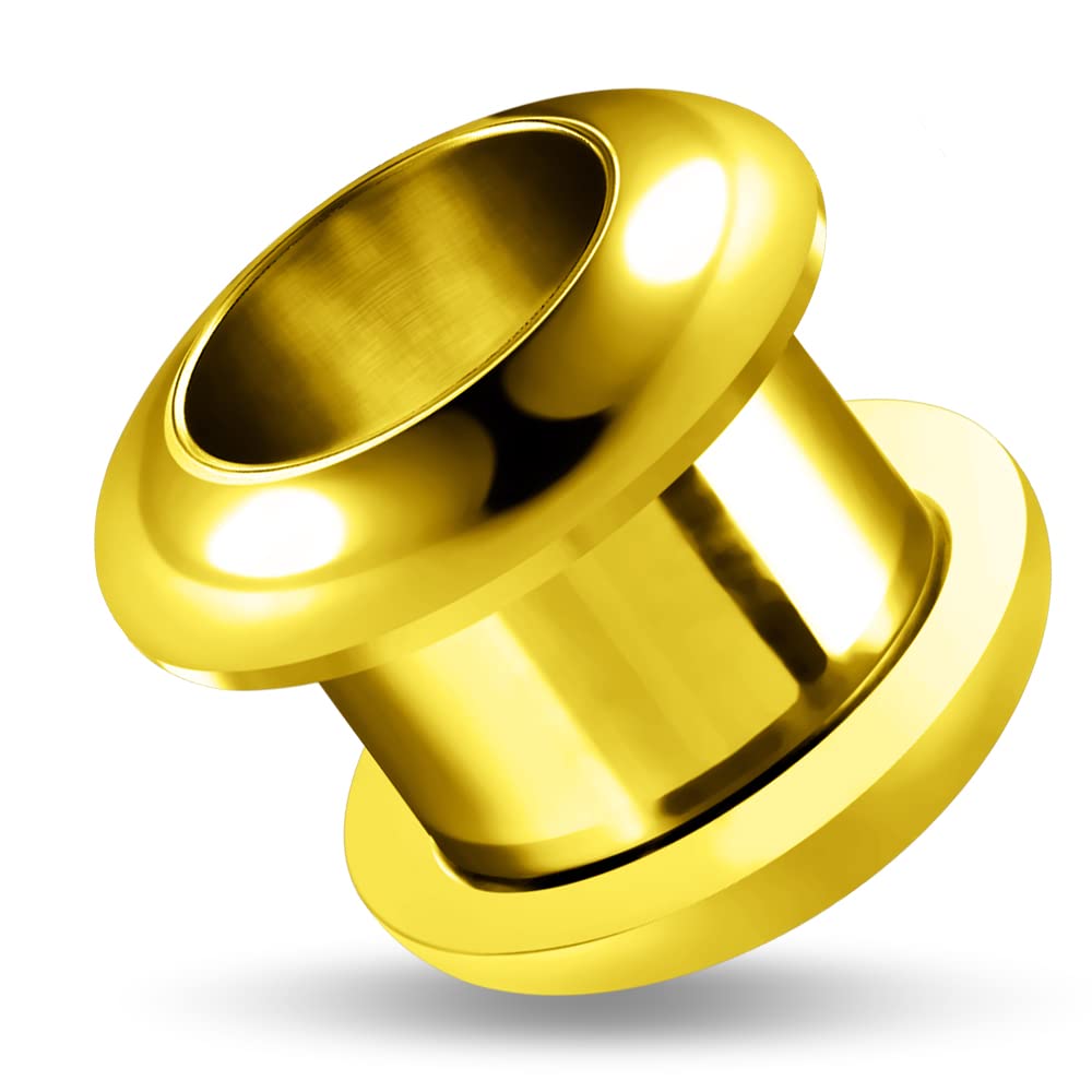 1-3/16 Inch - 30MM Gold Anodized 316L Surgical Steel Curved Flesh Tunnel - Sold by Piece