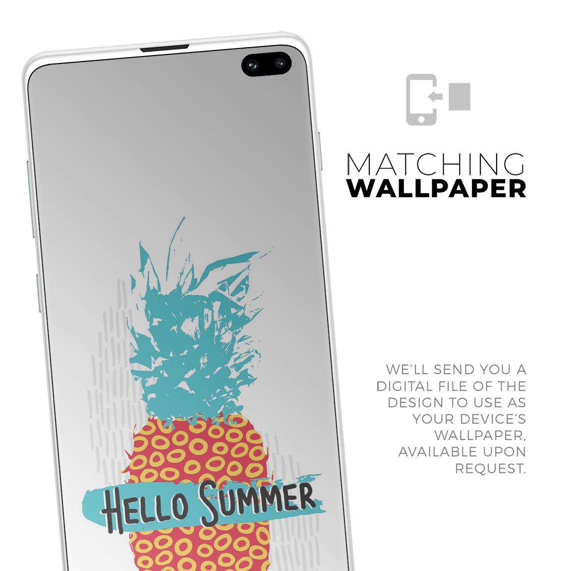 DesignSkinz Retro Hello Summer Pineapple v2 Protective Vinyl Decal Wrap Skin Cover Compatible with The Samsung Galaxy S20 (Screen Trim & Back Glass Skin)
