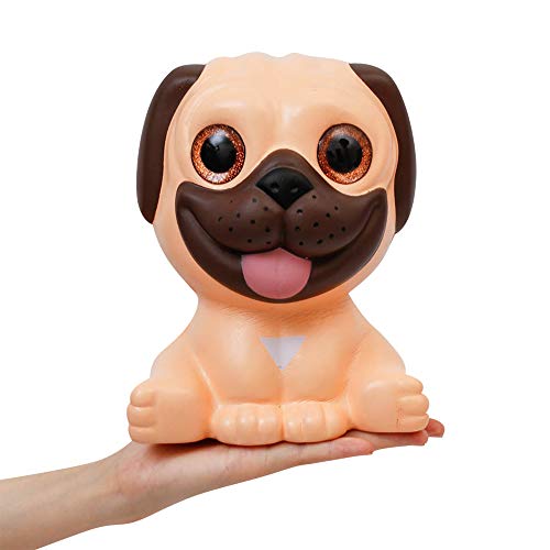 Anboor 7.9 Inches Dog Squishies Jumbo Kawaii Soft Slow Rising Scented Animal Big Eyes Squishies Pug Stress Relief Kids Toys Decorative Props