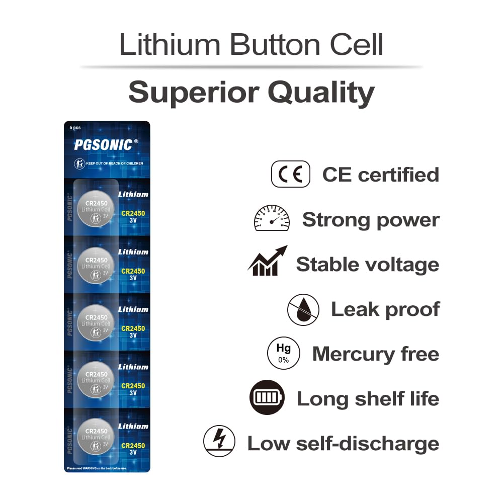 PGSONIC CR2450 3V Lithium Battery (5pcs)