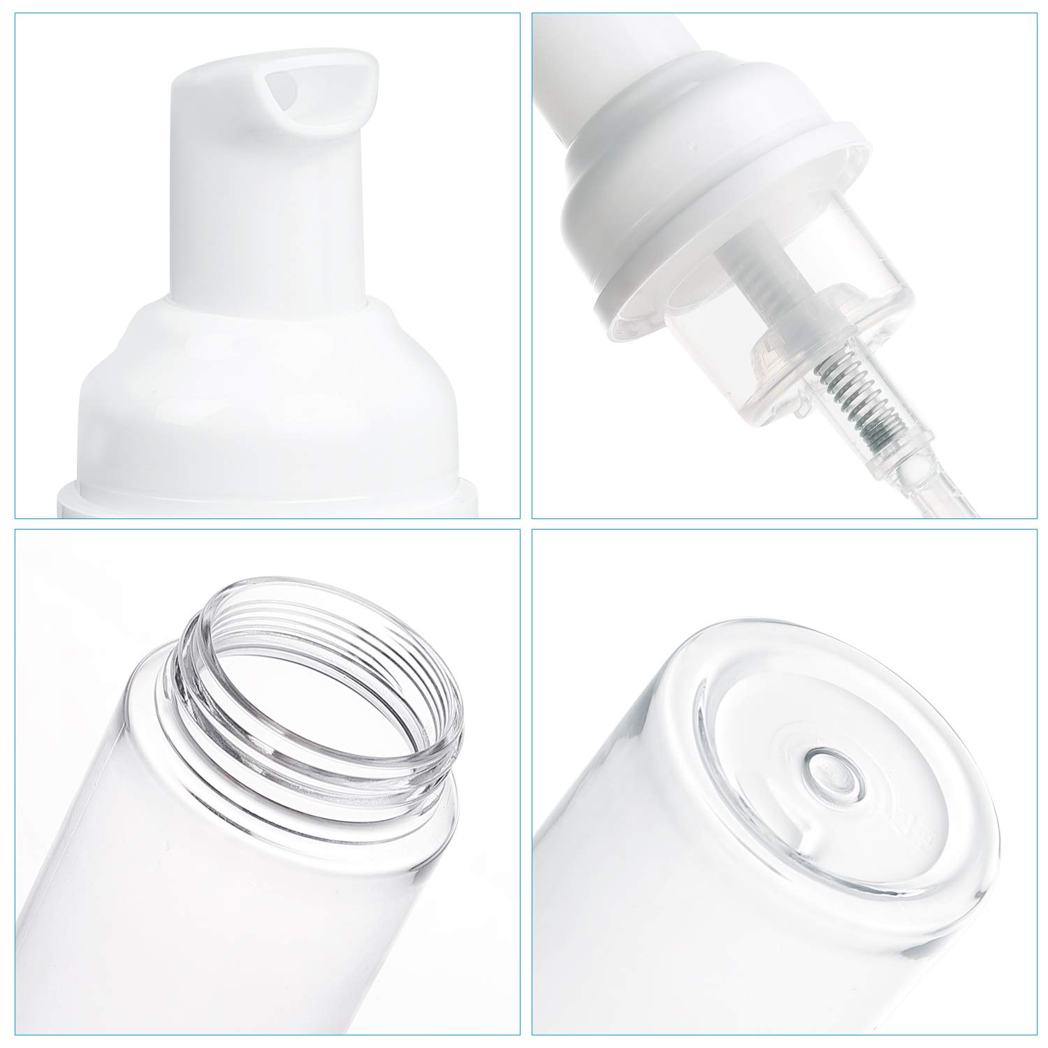 10 Pack 50ML/1.7oz Clear Foam Dispenser Bottles Mini Liquid Foaming Bottles Travel Foaming Soap Pump Dispenser Plastic Foamer Bottles for Refillable Travel Hand Soap Foaming Shampoo Castile