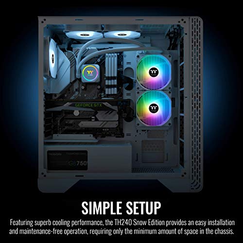 Thermaltake TH240 ARGB Snow Edition AM5/AMD/Intel LGA1200 Ready All-in-One Liquid Cooling System 240mm High Efficiency Radiator CPU Cooler CL-W301-PL12SW-A, White