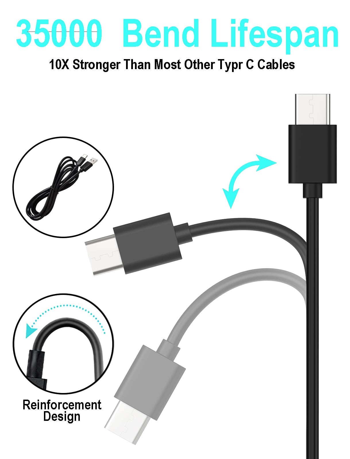 10FT/3m Fast Charging Cable for Xbox Series X S/PS5 DualSense/Switch Pro Controller,Replacement USB C Cable Charger Wire Power Cord for Nintendo Switch/Steam Deck/Samsung Galaxy S9 S8 Note 8,etc