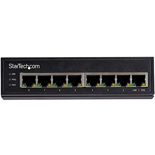 StarTech.com Industrial 8 Port Gigabit PoE Switch - 30W - Power Over Ethernet Switch - GbE PoE+ Unmanaged Switch - Rugged High Power Gigabit Network Switch IP-30/ -40C - 75C, TAA (IESC1G80UP)