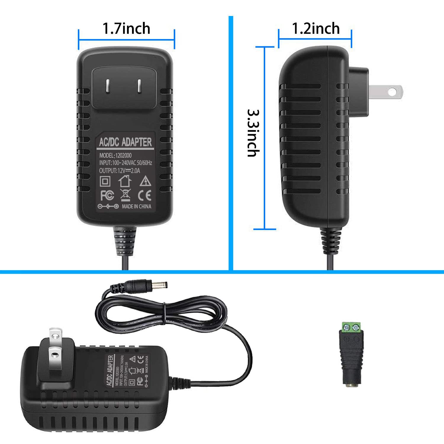 12V 2A 24W Power Supply AC 100V-240V to 12V 2A Adapter Wall Mounted 12V Switching for DC12V CCTV Camera LED Strip Light rc Balance Charger