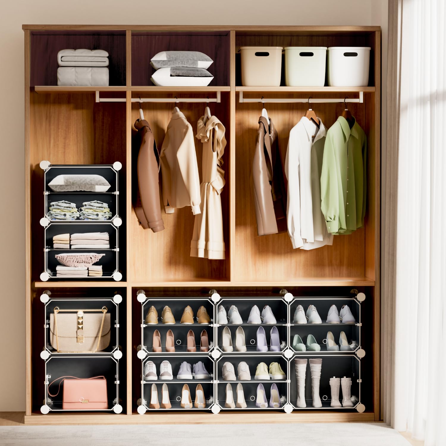10 Tier Shoe Rack Organizer with Covers 40-Pair Shoe Storage Cabinet Shoe Organizer Cabinet Closet Shoe Organizers and Storage Closed Shoe Rack Storage Organizer for Closet Entryway Bedroom Garage