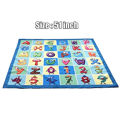 51" Multi-Purpose Waterproof Baby Splat Mat for Under High Chiar, Portable Play Mat for Toddler, Non-Slip Floor Splash Mat and Table Cloth (Cute Letter)