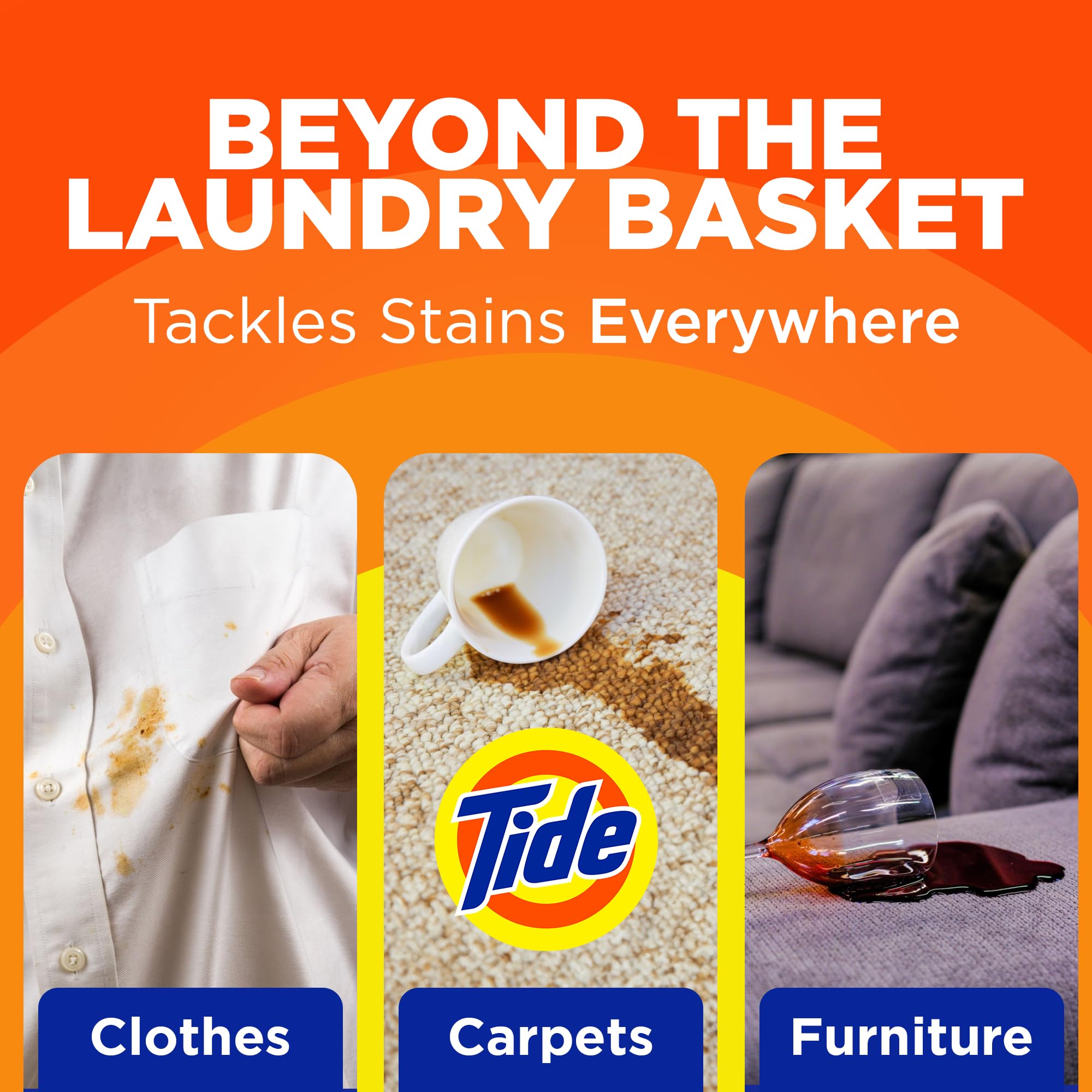 Tide Laundry Stain Remover Spray with Oxi, Stain Remover for Clothes, Carpet, Upholstery, Pet Bedding, & More, Stain Treater Spray for Tough Stains from Wine, Coffee, Grease, 21.5 Fl Oz (Pack of 2)