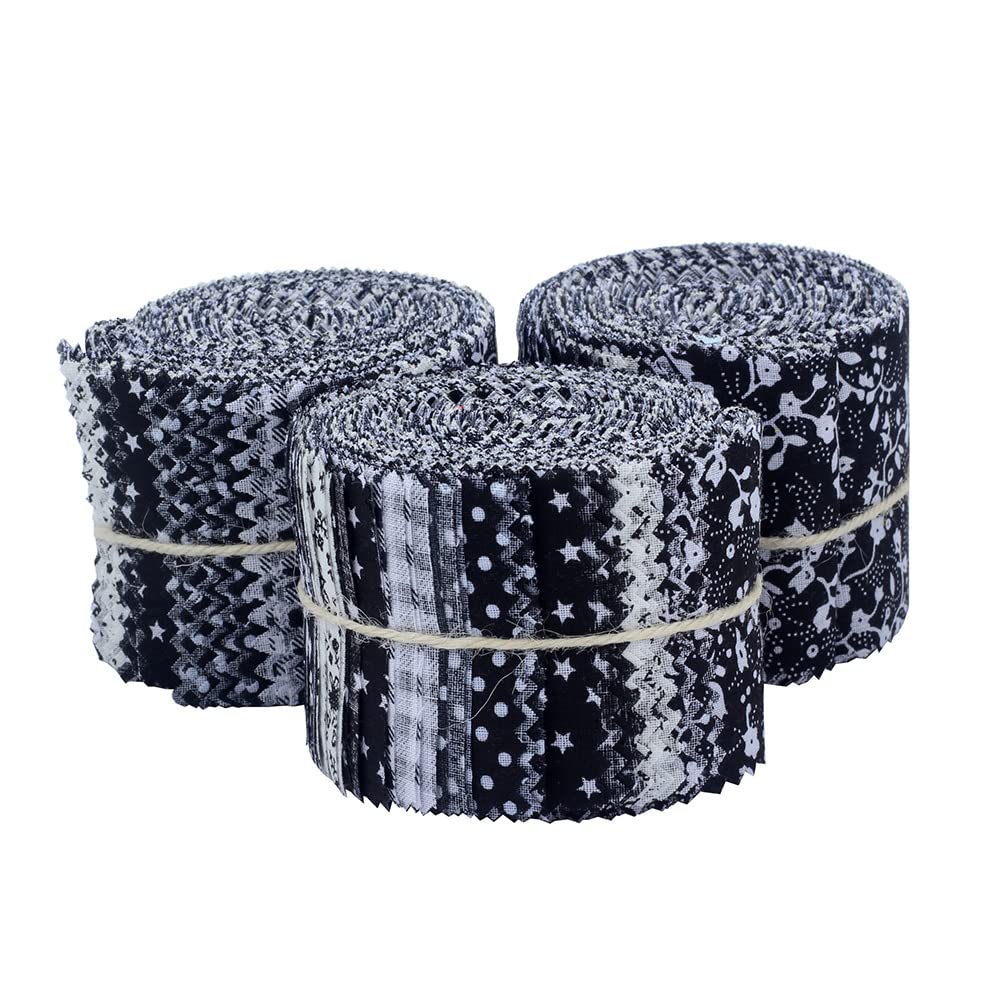 100% Cotton Bright Rainbow Jelly Roll Fabric 20 Pieces 2.4-inch Strips Quilting Fabric (Printing Black Series)
