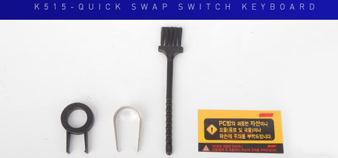 ABKO K515 RGB Gaming Quick Swap Switch Mechanical Keyboard (English/Korean Keycaps) (White, Blue Switch)