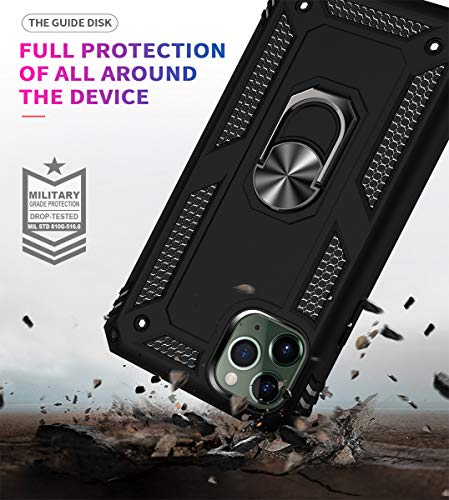 ADDIT Phone Case for iPhone 11 Pro,Military Grade Protective iPhone 11 Pro Cases Cover with Ring Car Mount Kickstand for iPhone 11 Pro - Black