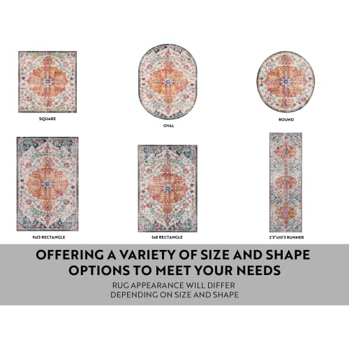 Artistic Weavers Odelia Vintage Bohemian Area Rug,3' x 5' Oval,Orange/Navy
