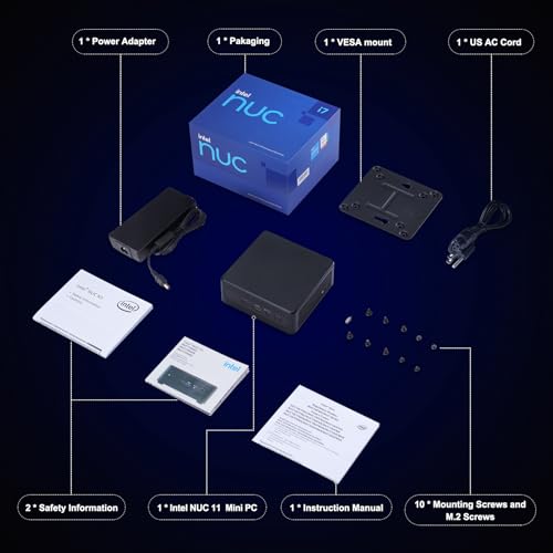 Intel NUC 11 NUC11PAHi7 Panther Canyon Mini PC, i7-1165G7, 16GB RAM, 512GB SSD, Mini Computers Windows 11 Pro for Business Home Office, Support 8K/WiFi 6/4K Quad Display/Bluetooth 5/Thunderbolt 3