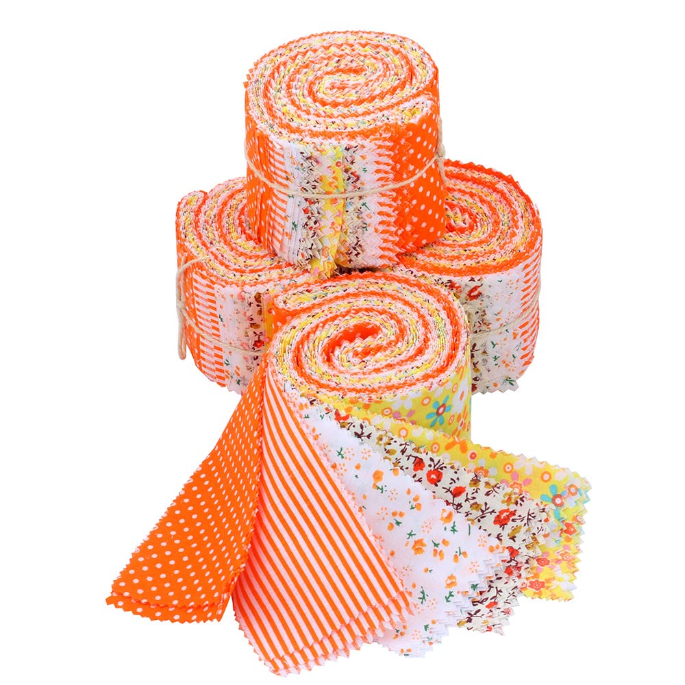 100% Cotton Bright Rainbow Jelly Roll Fabric 20 Pieces 2.4-inch Strips Quilting Fabric (Printing Yellow Series)
