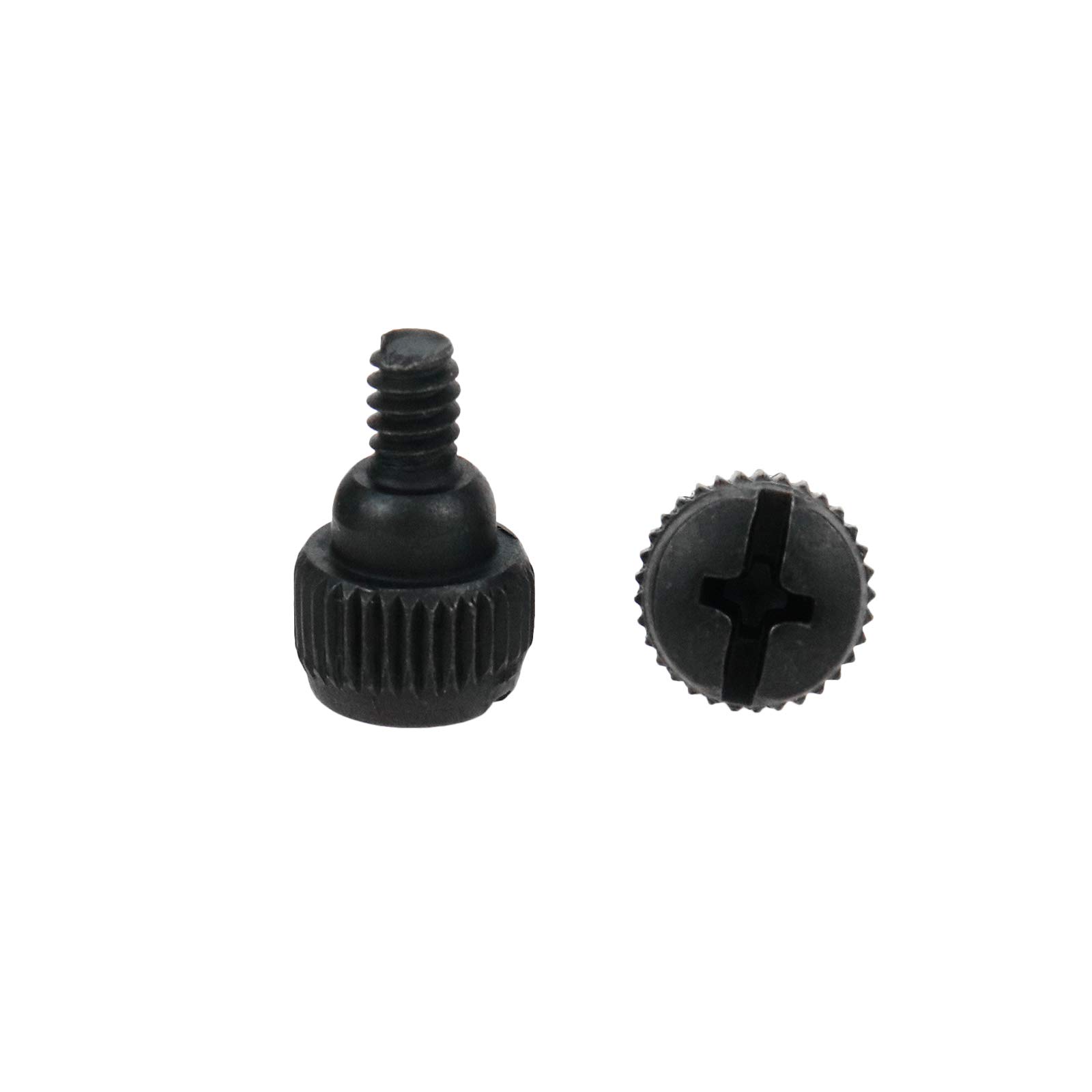 Xiaoyztan 30 Pcs #6-32 Phillips Knurled Head Thumb Screws, PC Case Hard Drive Full Thread Fasteners, 5mm Thread Length (Black Plated)