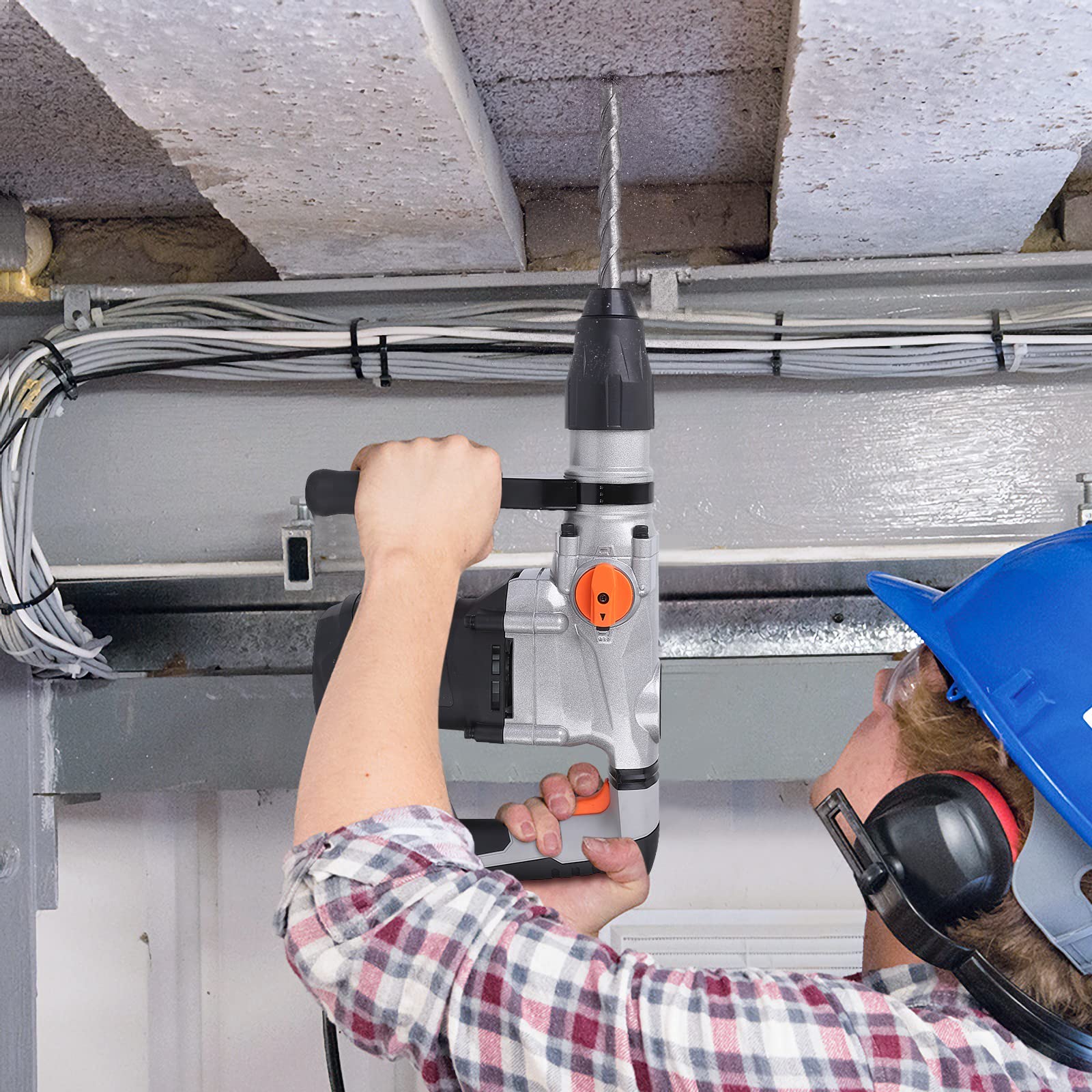 1-9/16" SDS-Max Heavy Duty Rotary Hammer Drill with Vibration Control, Safety Clutch,13 Amp 3 Functions Demolition Rotomartillo for Concrete