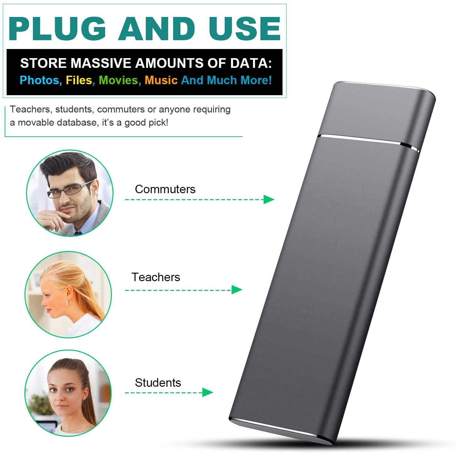 fkjiiarx External Hard Drive 2TB, Portable Hard Drive External for PC, Laptop and Mac(2TB,Black-a)