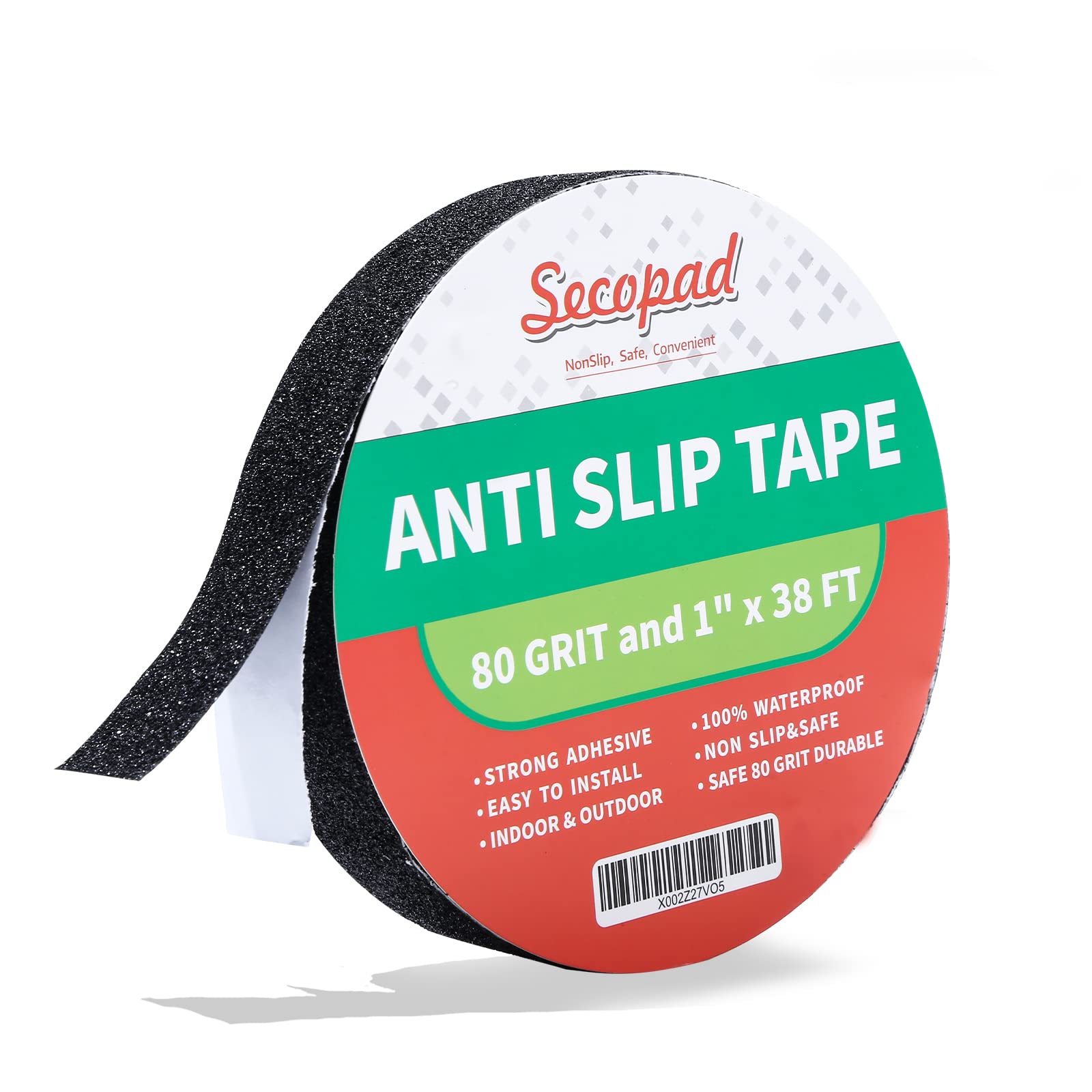 Secopad Grip Tape for Stairs, 1" X 38 Ft (456") Anti Slip Tape Outdoor Waterproof, Non Slip Step Tape Strips, Safety Tread Tape