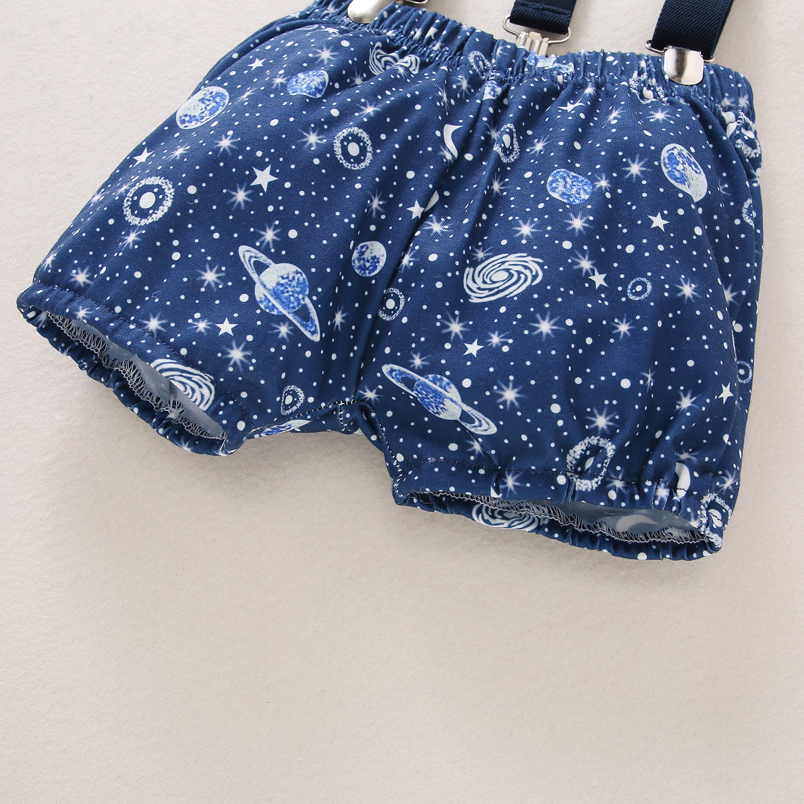 Baby Clothes 1st Birthday Outfits Short Long Sleeve Romper Pants Suspenders Strap Outfits Toddler Boy First Sets Blue