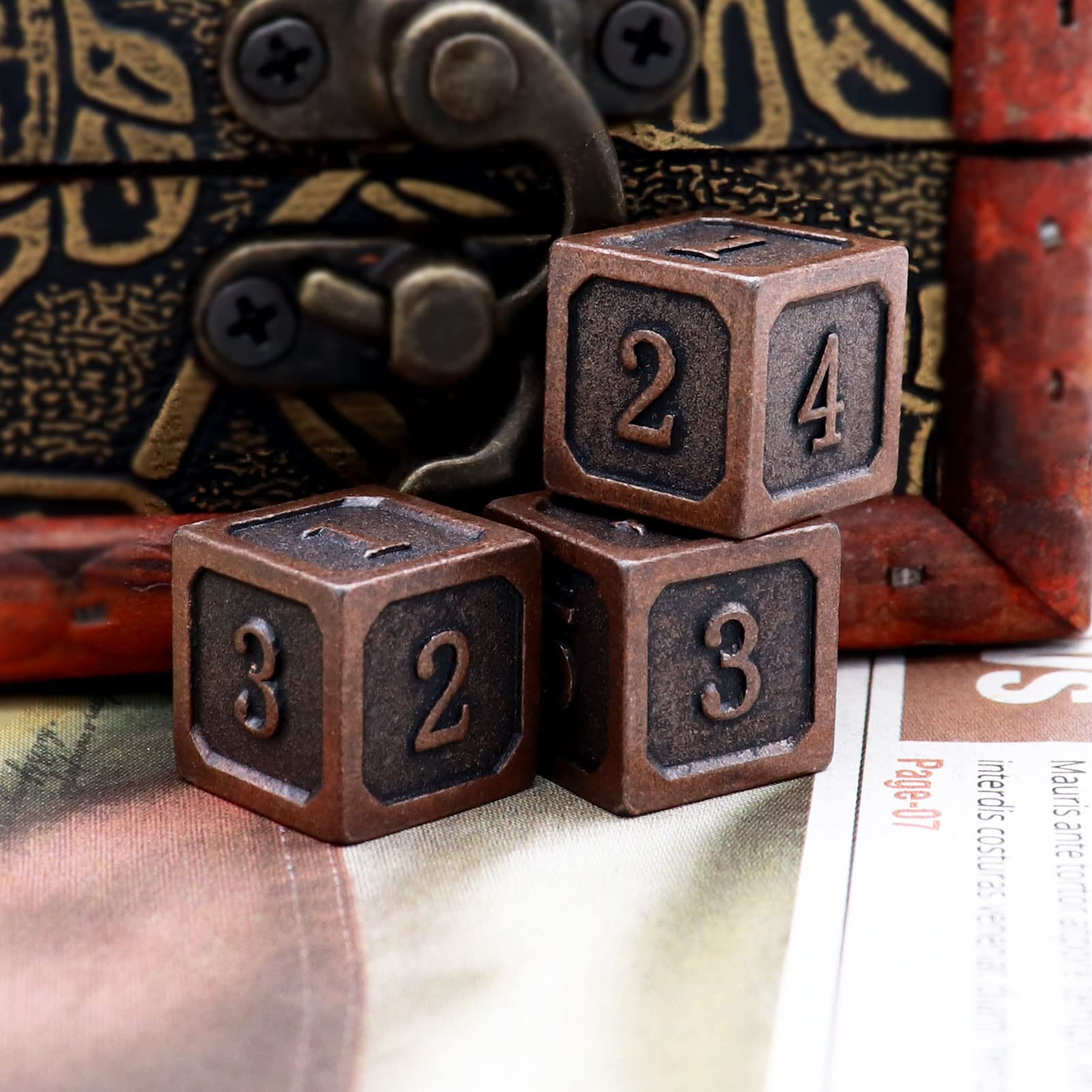 10 Piece Metal Dice Set D&D Antique Copper Ancient DND Dice Bundle