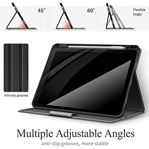 auaua Case for iPad Air 11 Inch (2024)/iPad Air 5th/4th Generation (2022/2020) with Pencil Holder, Auto Sleep/Wake, Adjustable Angle (Gray)