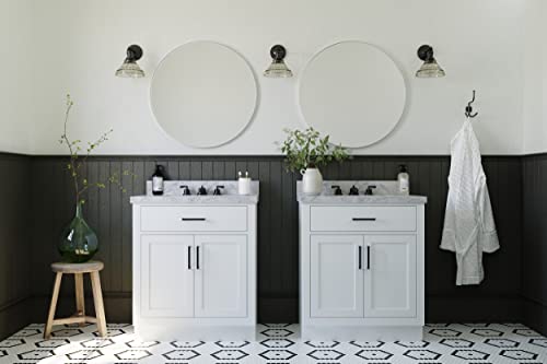 ARIEL Hepburn 31" Inch Oval Sink Vanity with 1.5" Edge Carrara White Countertop in White