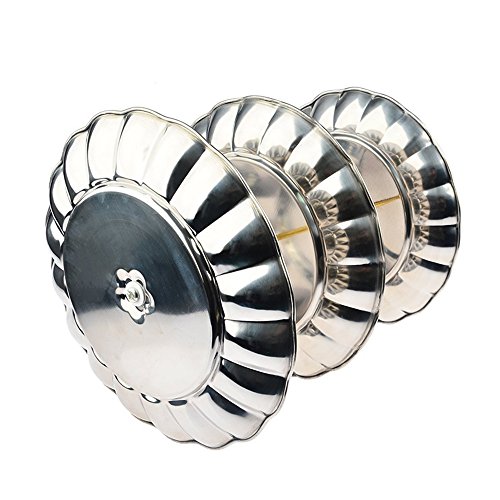 3-Tier Cupcake Stand NHSUNRAY Round Stainless Steel Dessert Stand Cake Stand Wedding Parties Birthday Tea Party Serving Platter (3-Tier, silver)