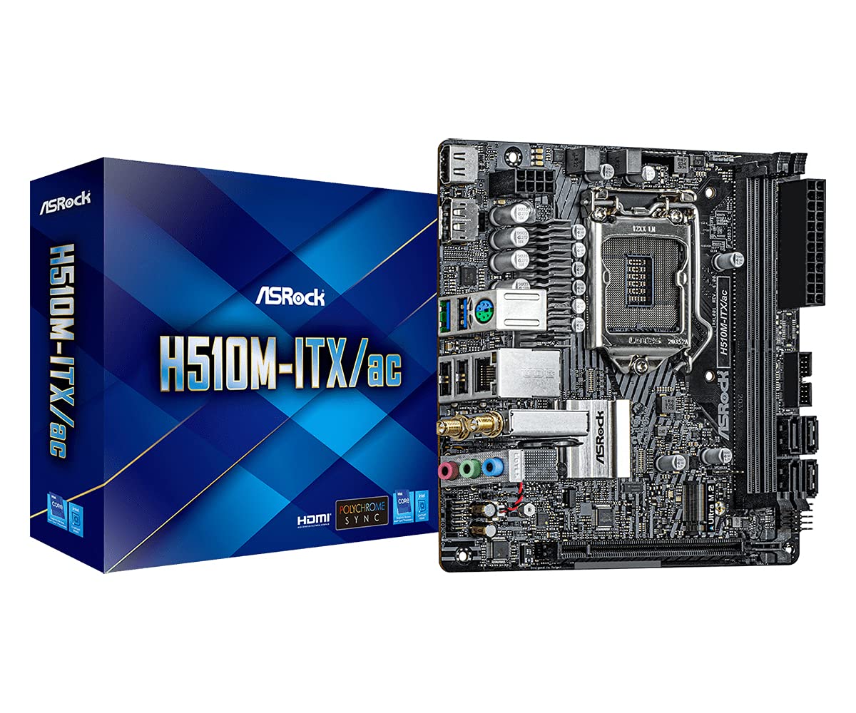 ASROCK H510M-ITX/AC LGA1200/ Intel H510/ DDR4/ SATA3&USB3.2/ M.2/ WiFi&Bluetooth/Mini-ITX Motherboard