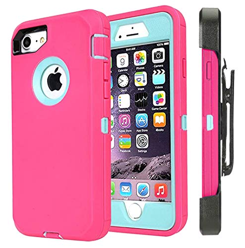 Annymall Case Compatible for iPhone 8 & iPhone 7, Heavy Duty [with Kickstand] [Built-in Screen Protector] Tough 4 in1 Rugged Shorkproof Cover for Apple iPhone 7 / iPhone 8 (Pink)
