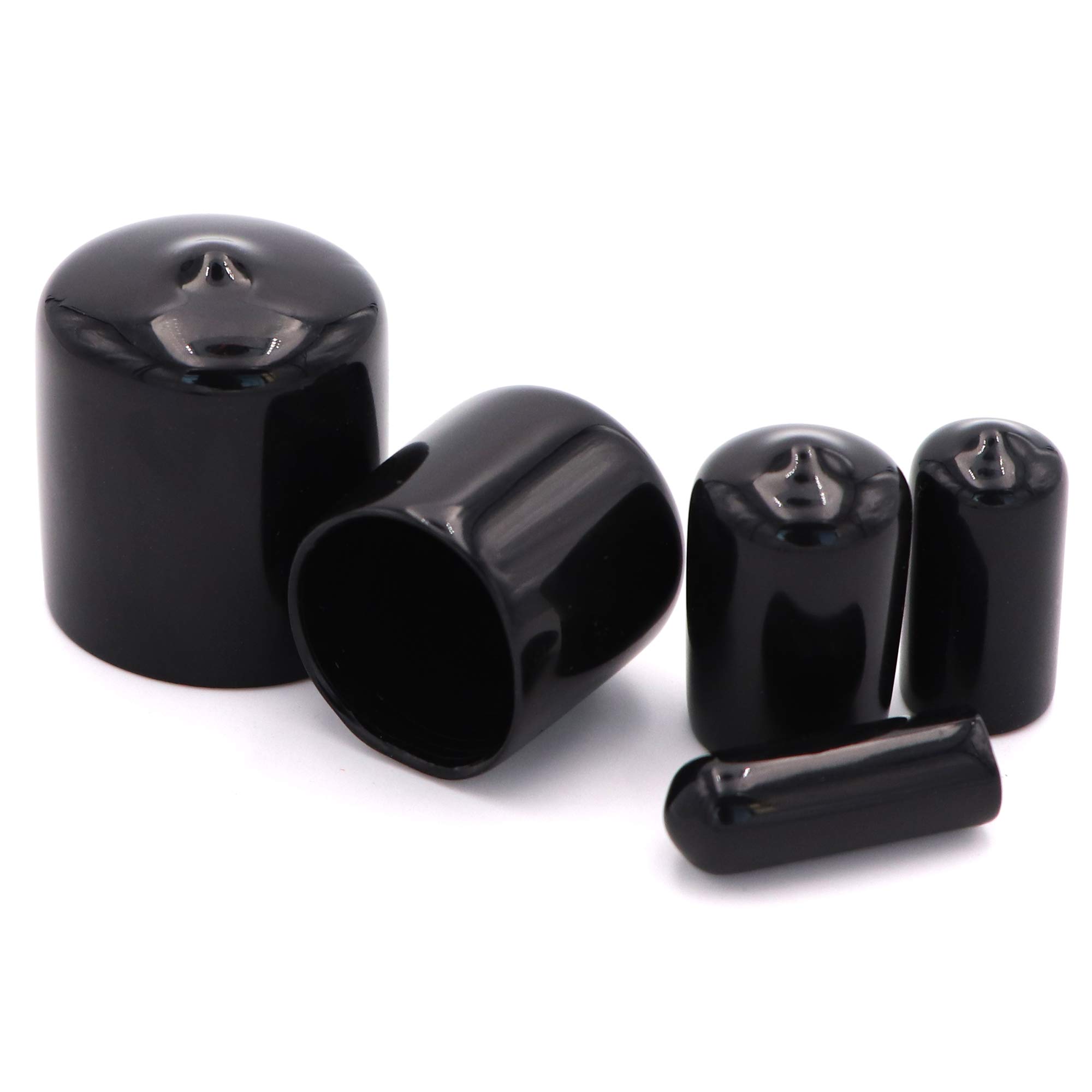 34pcs Black Pipe Post Bolt Screw Rubber Thread Protector Cover Vinyl Tube End Caps,Assorted 1/4-inch to 7/8-inch-5 Sizes