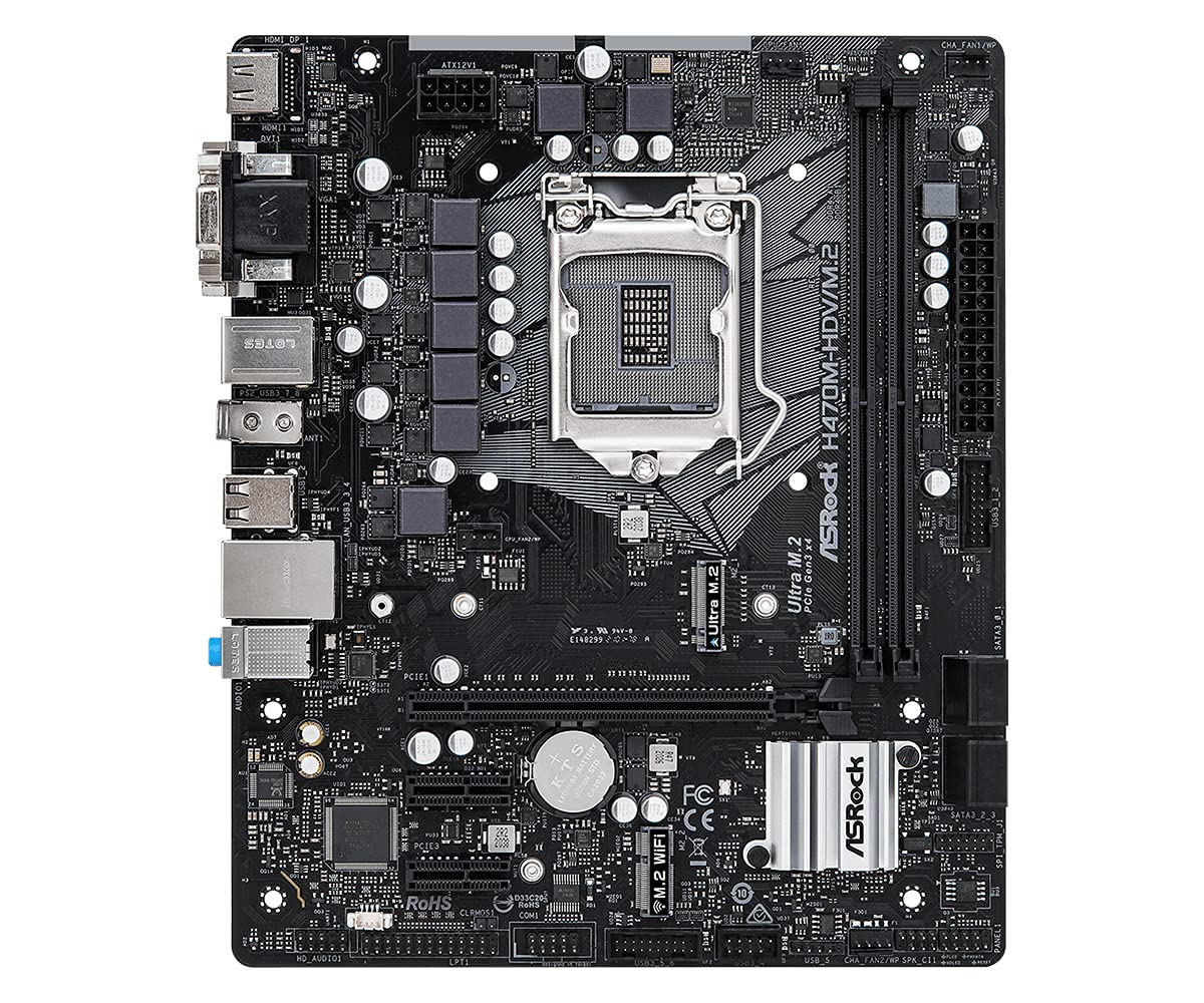 ASRock LGA 1200 Intel H470 SATA 6Gb/s Micro ATX Intel Motherboard Model H470M-HDV/M.2