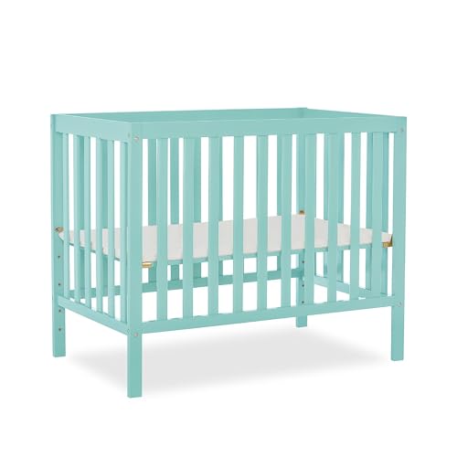 Dream On Me Edgewood 4-In-1 Convertible Mini Crib In Mint, JPMA Certified, Non-Toxic Finish, New Zealand Pinewood, With 3 Mattress Height Settings, Included 1" Mattress Pad