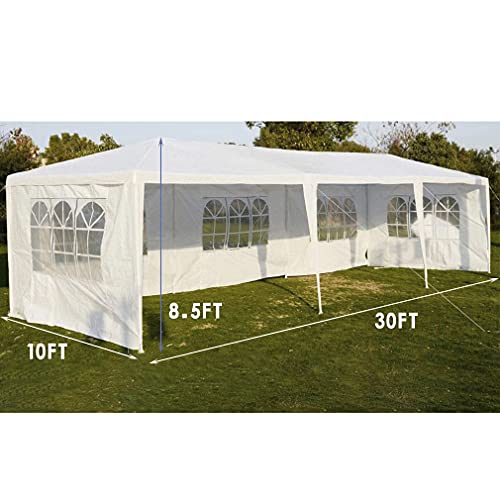 10'x30' Party Tent, Outdoor Wedding Tent Water-Proof Canopy Tent with 5 Removable Walls for Wedding Parties Camping