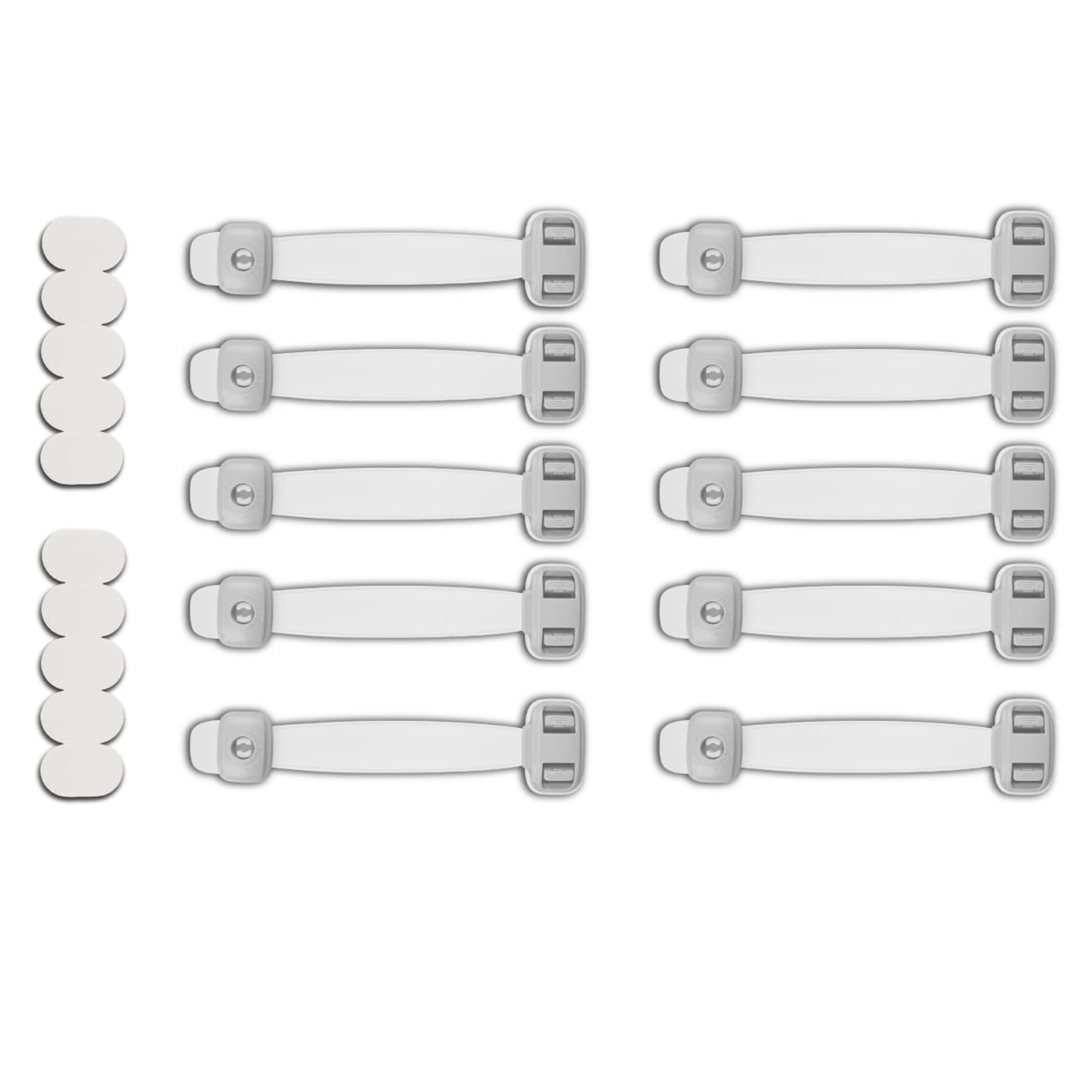 Baby Proofing Cabinet Lock,10 Pack Child Safety Latches Lock Multi-Purpose for Fridge,Furniture, Kitchen, Ovens, Toilet Seats (with 10 Extra Strong Adhesives) No Screws & Magnets Required