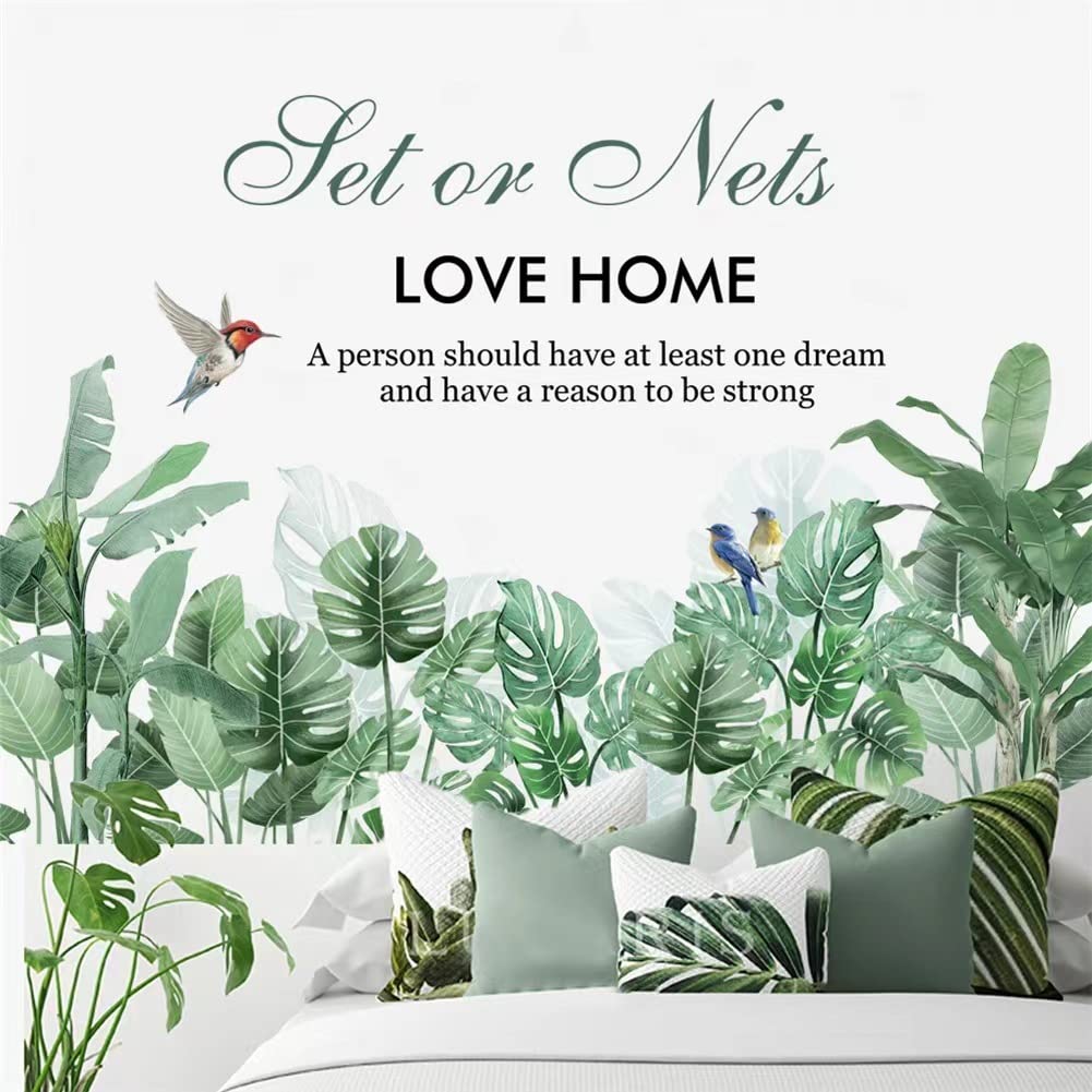 Generic Tropical Leaves Wall Decals Removable Toucan Wall Stickers for Living Room Kids Room Bedroom Playroom TV Wall Decor