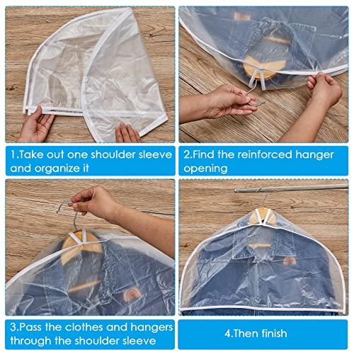 16 Pcs Plastic Clothing Shoulder Covers 4" Gusseted Clear Shoulder Covers for Hanging Clothes Shoulder Covers Plastic Shoulder Hanger Covers Clear Garment Breathable Bag for Jacket Clothing Coat Dress