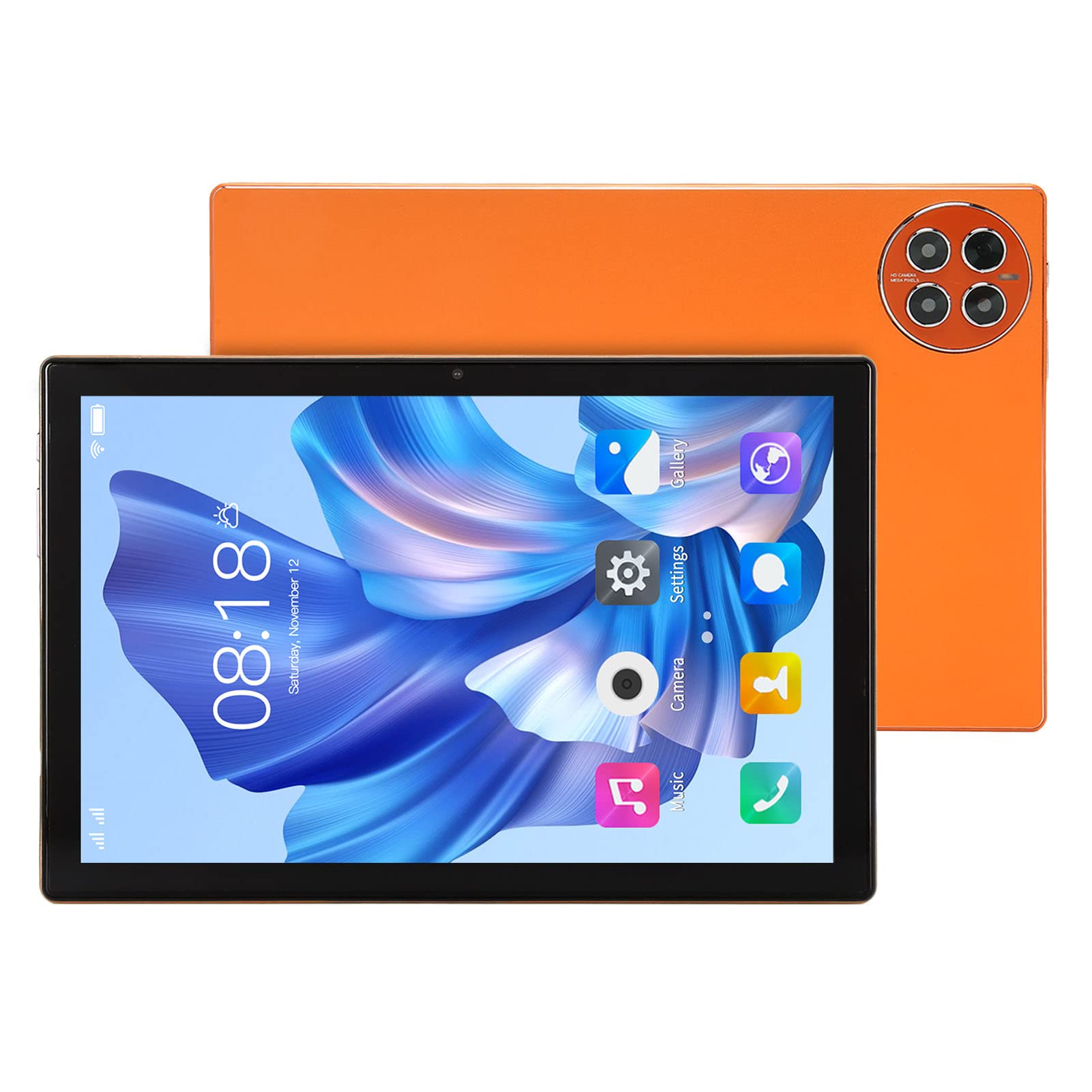 10in Smart Tablet, Octa Core Processor, 1920x1200 IPS Screen, 12GB RAM 256GB ROM, Dual Cameras and Speakers, Long Battery Life (Orange)
