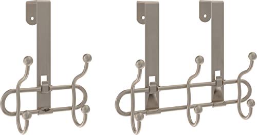 Franklin Brass OTD002F-NIC-C 2-Hook Over The Door Storage Rack, Nickel