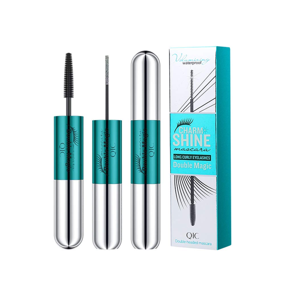 MiDenso 4D Lash Mascara Silk Fiber Eyelash Mascara Waterproof Thicker Longer Voluminous Eyelashes Makeup Long Lasting Glitter Eyelash Double Head 2 Effect and Natural