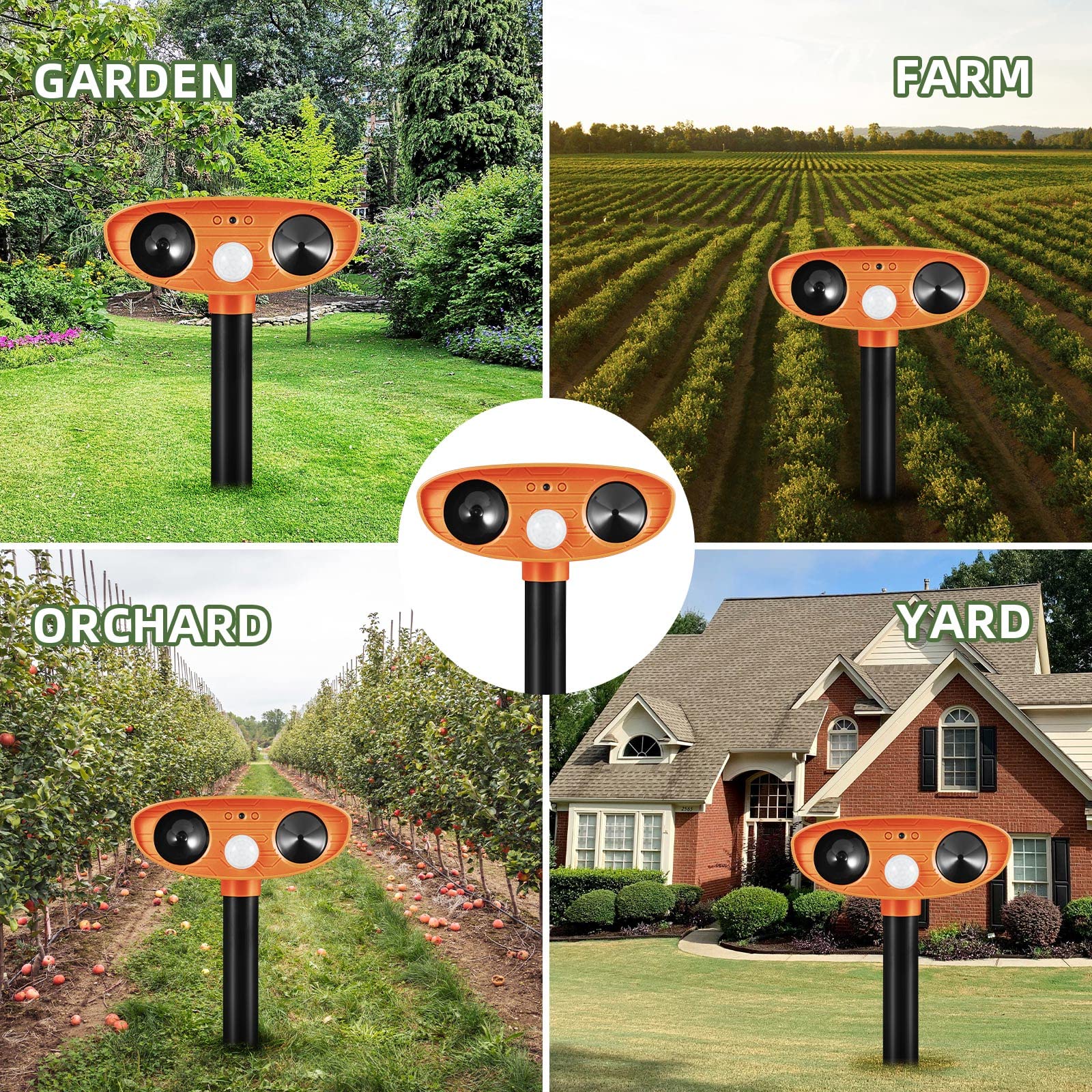 2024 Upgraded Solar Ultrasonic Animal Repellent Outdoor, 2 Pack Ultrasonic Cat Repellent with Motion Sensor Flashing Light Raccoon Repellent Deer Repellent Squirrel Repellent Coyote Deterrent and More
